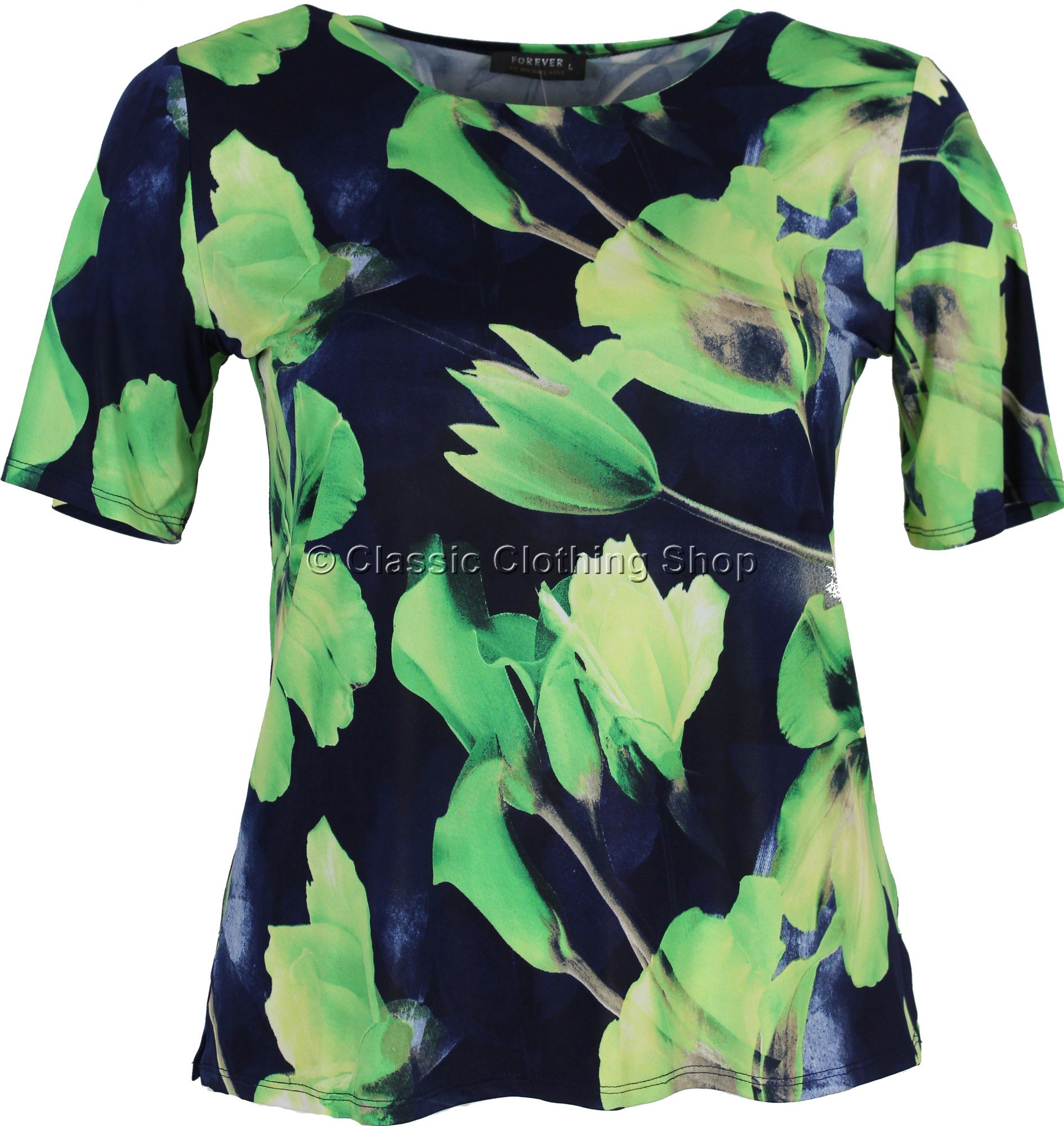 Lime Floral Printed Slinky Top