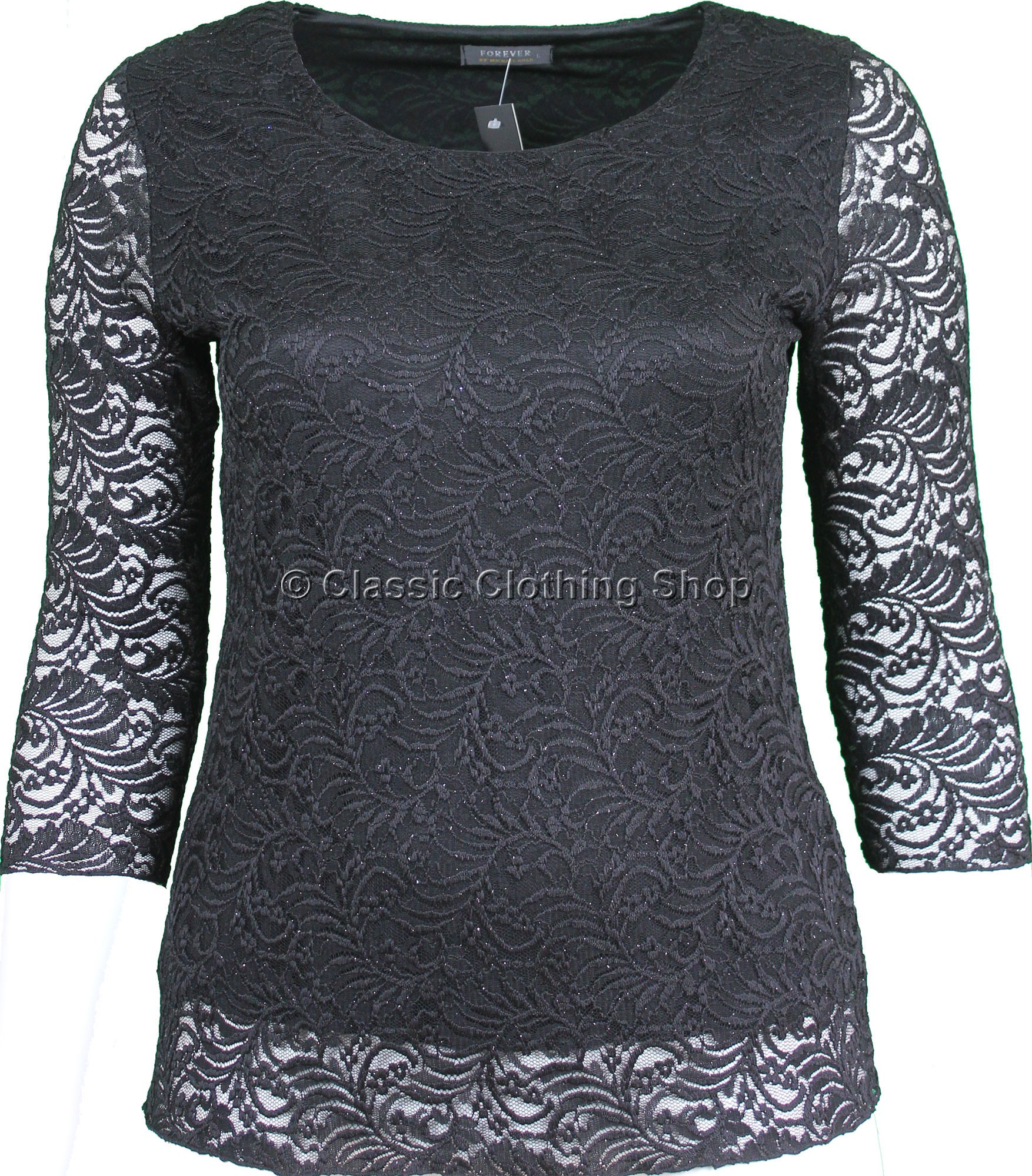 Black Sparkly Lace Top