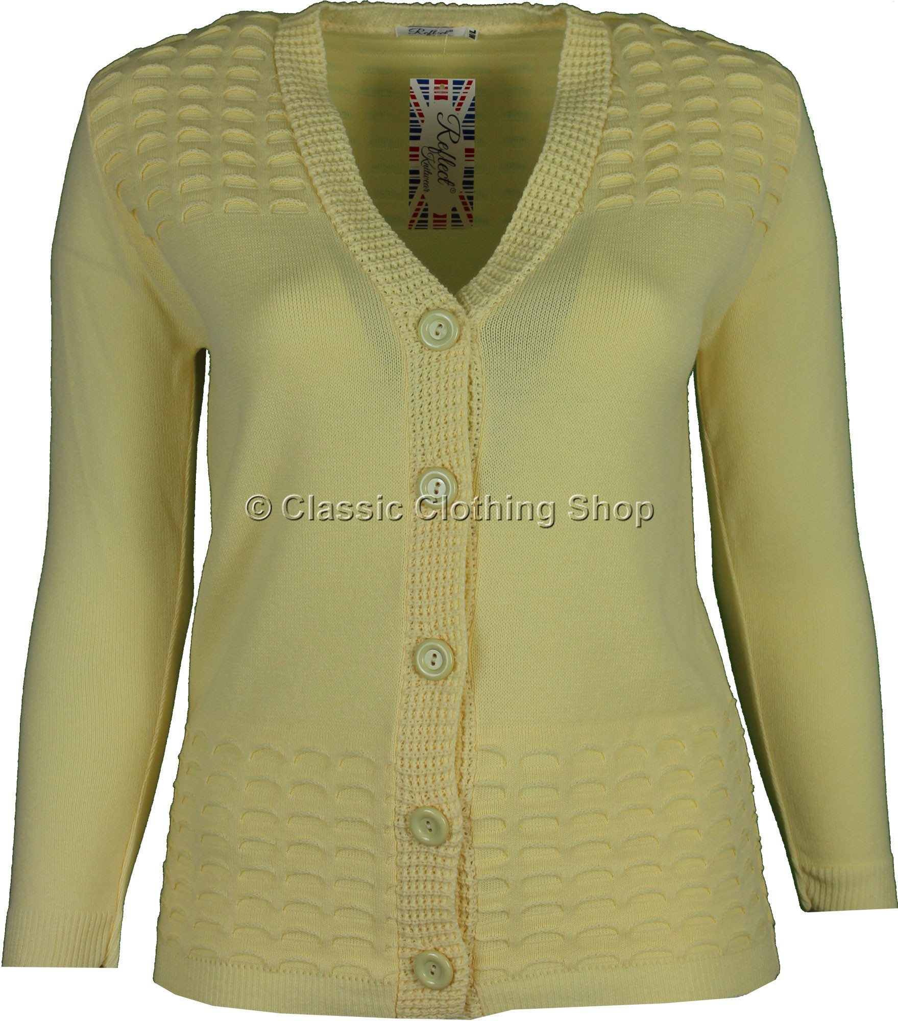 Lemon V Neck Scallop Cardigan