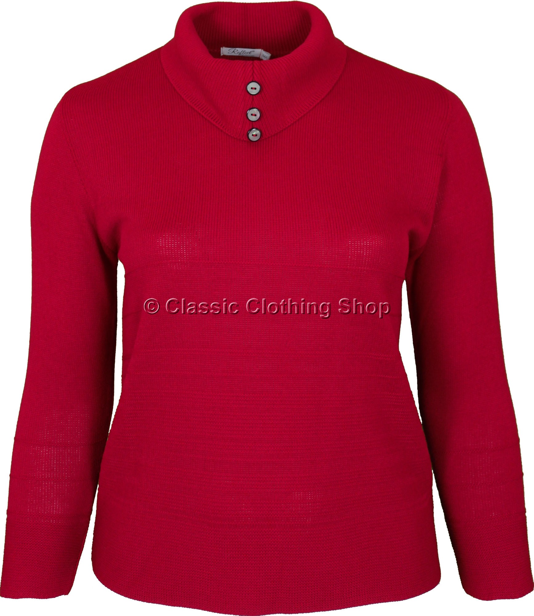 Red High Leaf Neck Plain Jumper