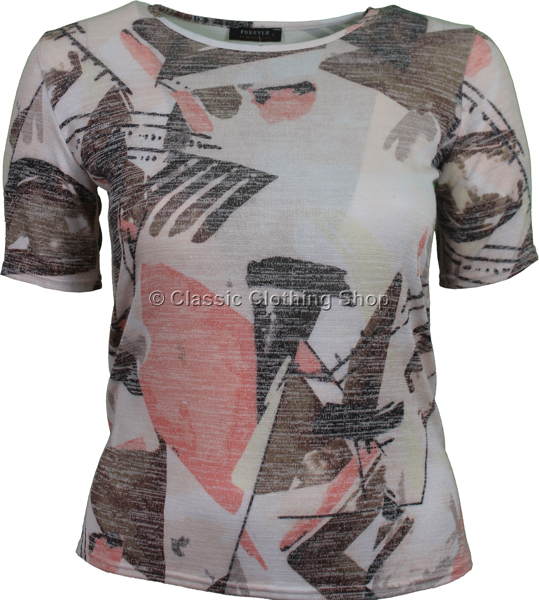 Coral Abstract Print Viscose Top
