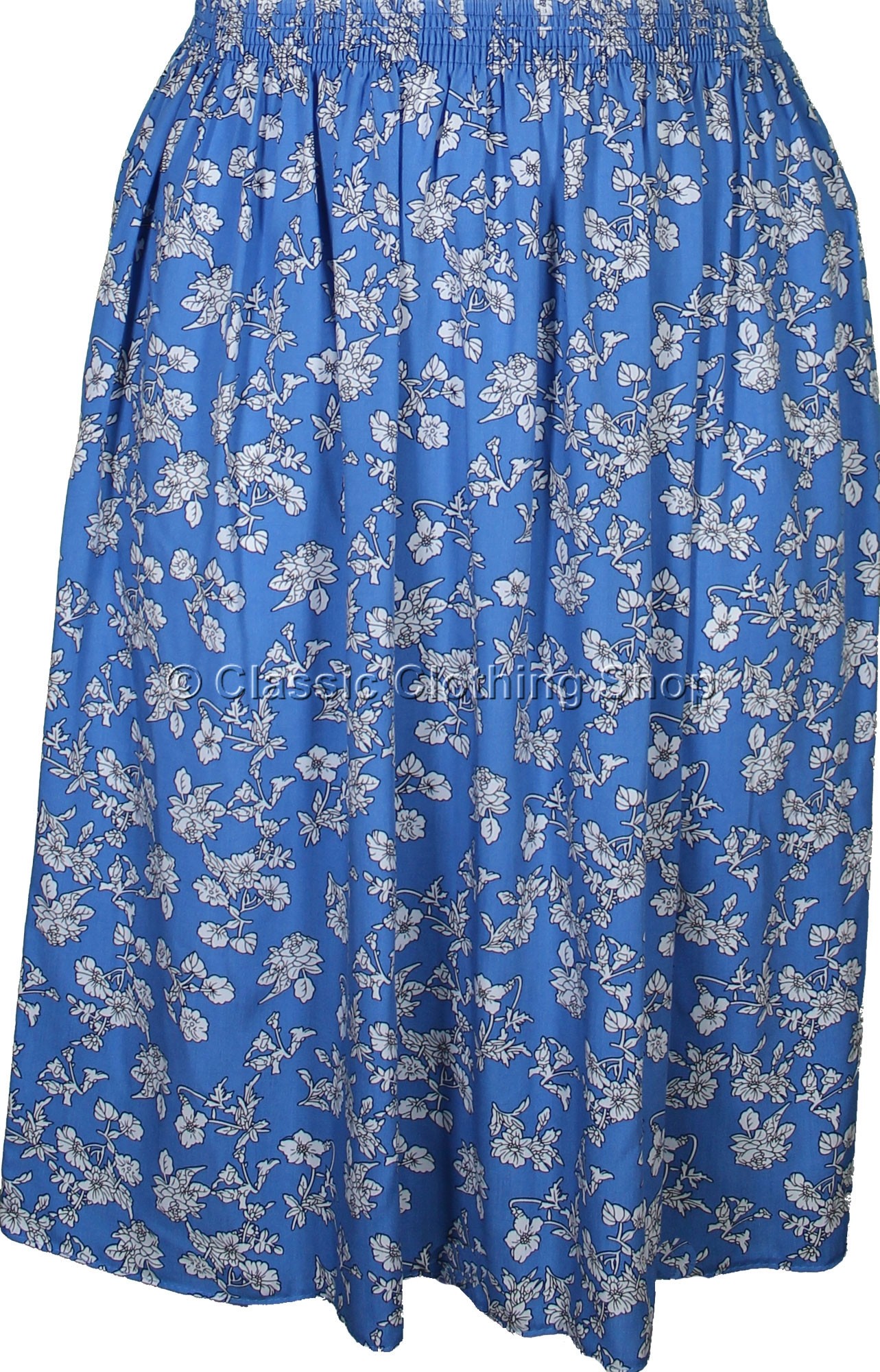Blue Floral Printed Skirt