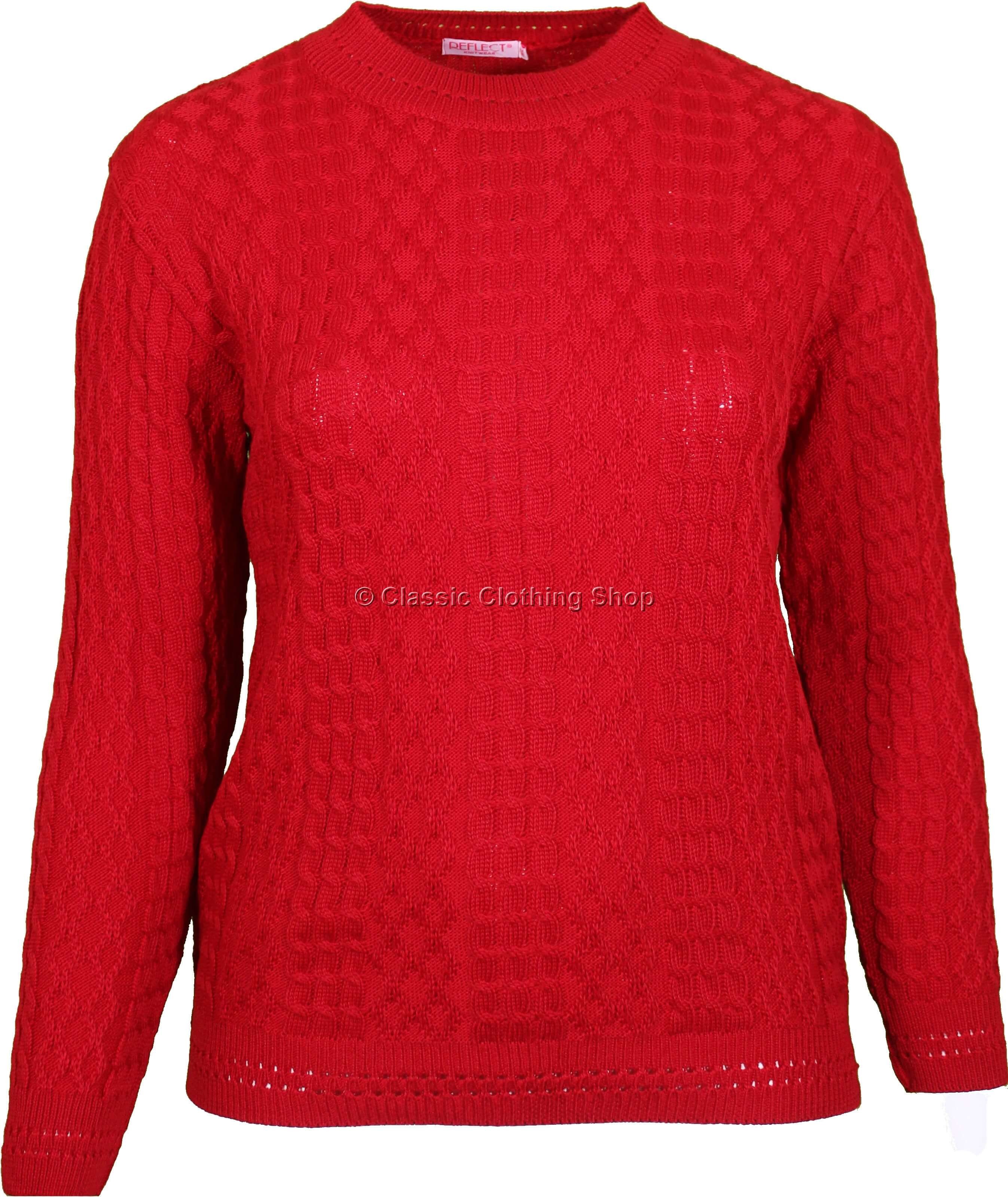 Red Round Neck Cable Jumper