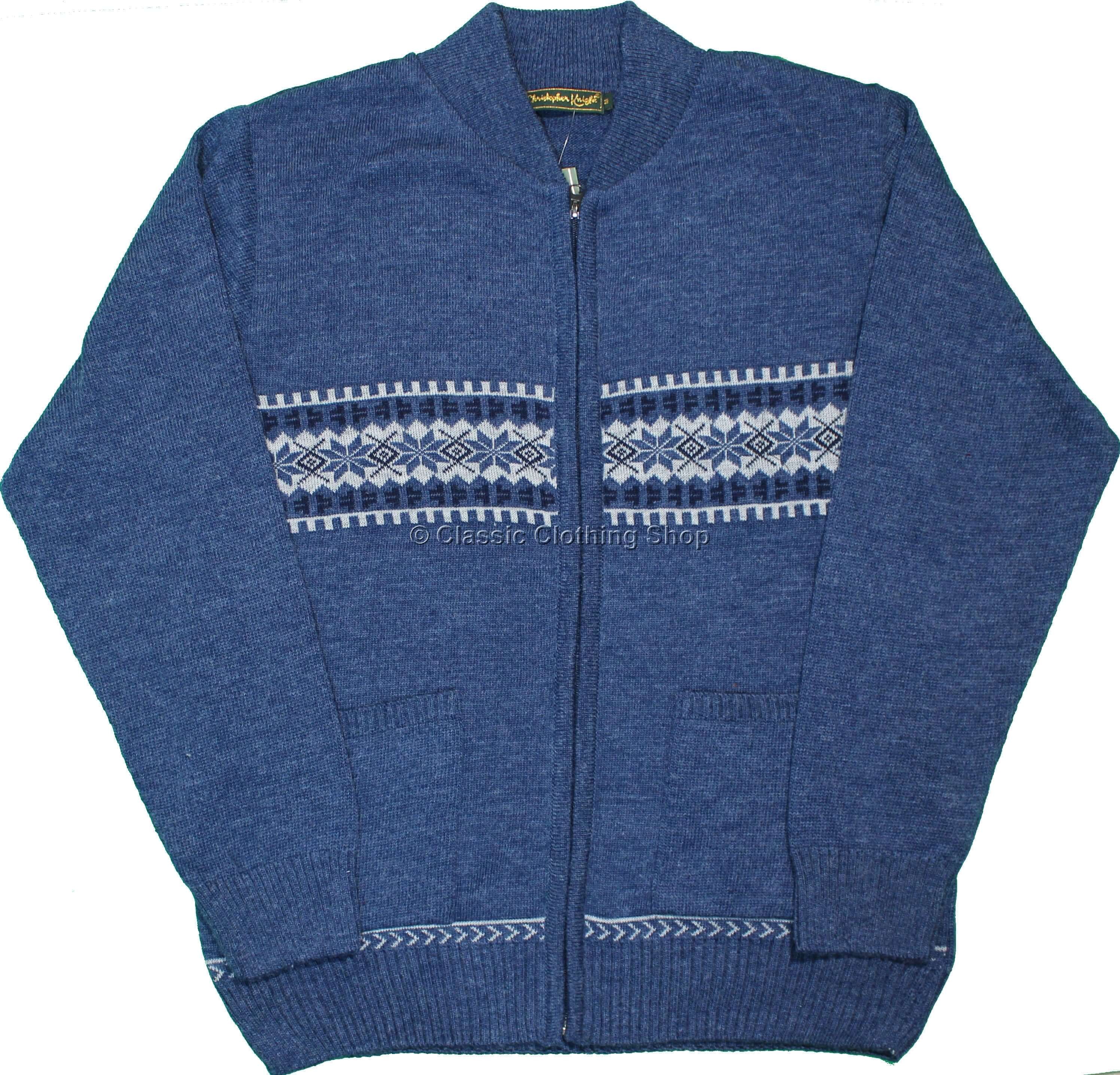 Denim Blue Men's Short Collar Zipper Cardigan