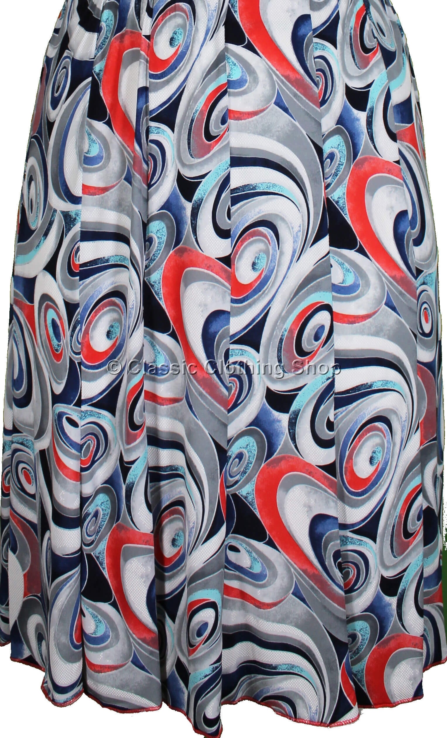 Coral Abstract Lined Panelled Skirt