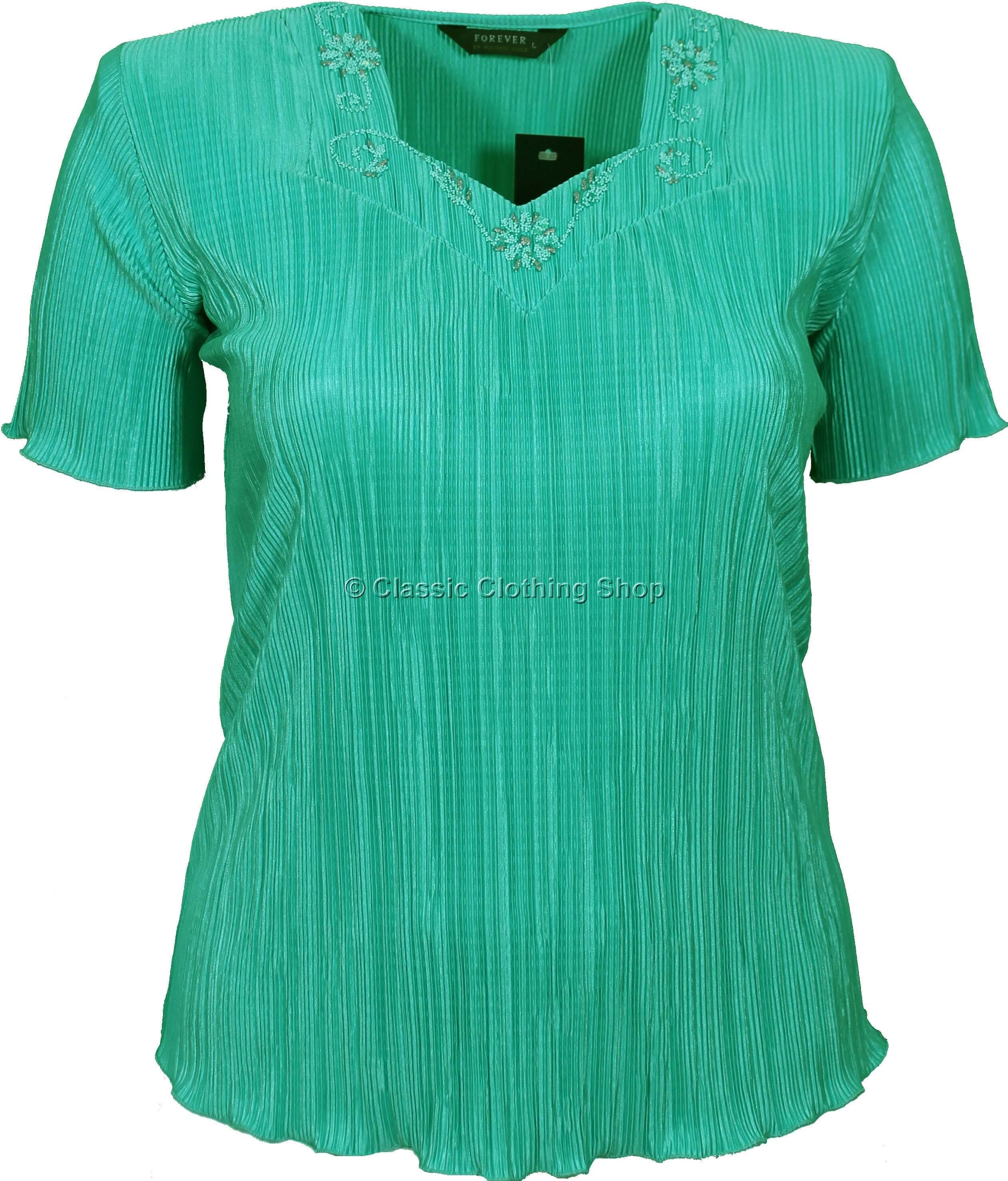Teal Short Sleeve Plisse Top