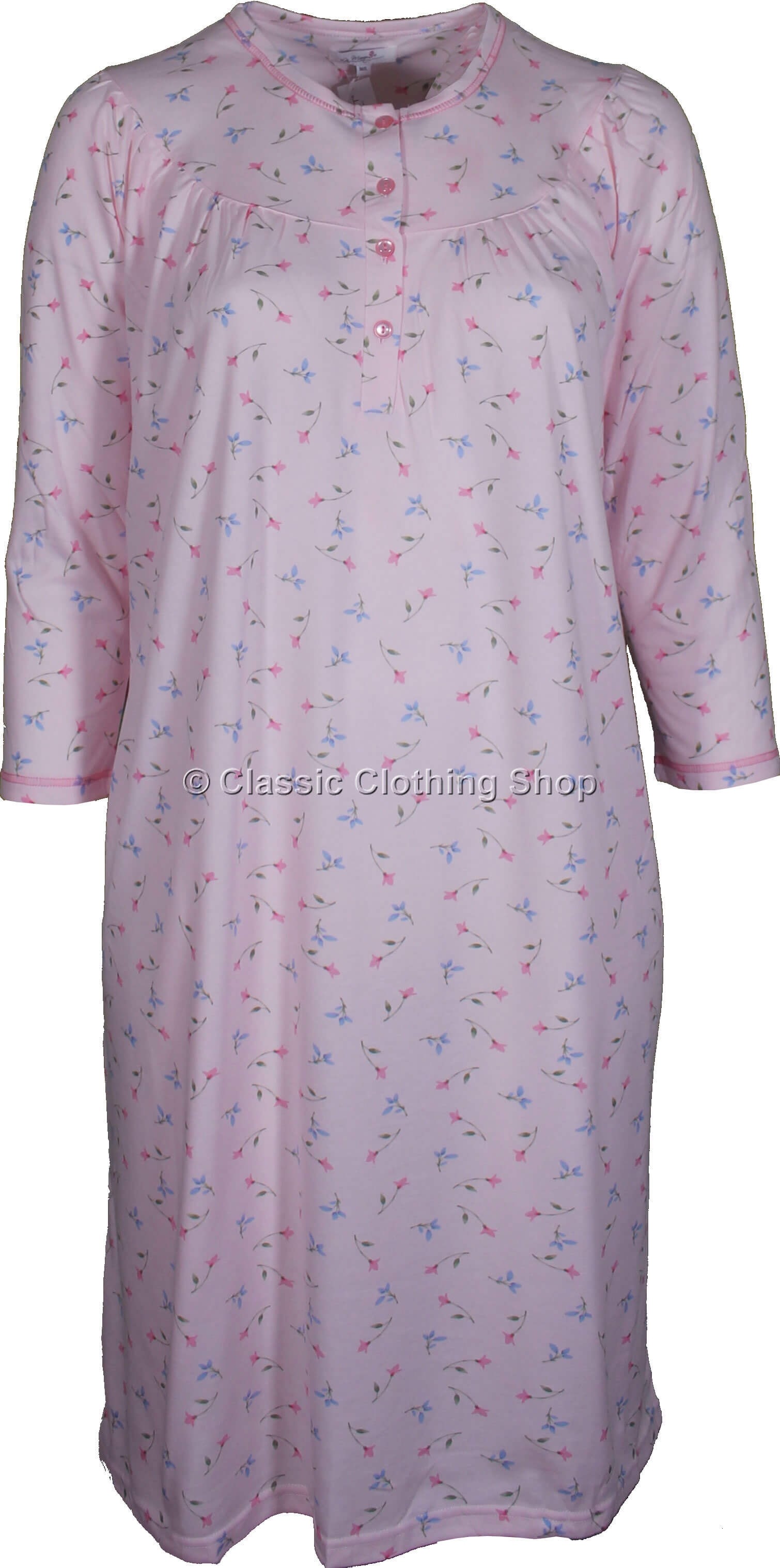 Pink Floral Long Sleeve Nightdress